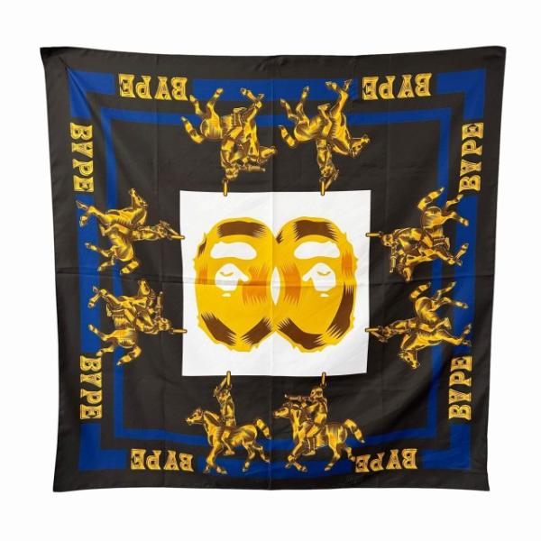 アベイシングエイプ A BATHING APE Double Ape Head Scarf ダブル エイプ ヘッド スカーフ 001GDH31027X 黒 ブラック ブランド古着ベクトル 中古●▲【ブランド】アベイシングエイプ A BATH...