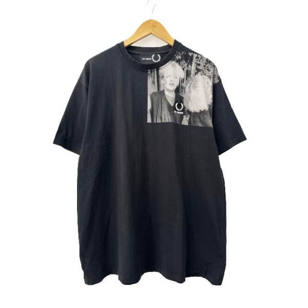 ラフシモンズ RAF SIMONS ×FRED PERRY フレッドペリー 19AW SHOULDER PRINTED T-SHIRT ロゴ ショルダー プリンテッド 半袖 Tシャツ SM7063 M 黒ブラック 260514【ブランド】ラ...