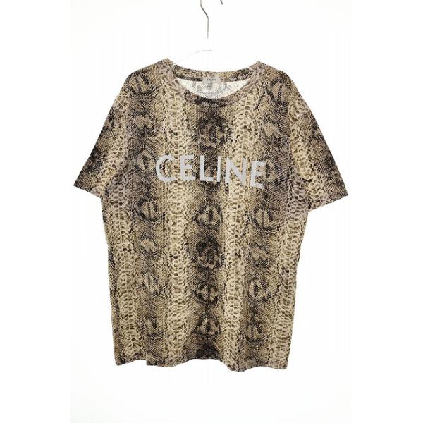 セリーヌ CELINE 22SS SERPENT PYTHON PRINT LOGO LOOSE TEE XS 2X681307H サーペント パイソン プリント ロゴ Tシャツ エディ期 イタリア製 総柄 ☆AA★250312【ブランド】...