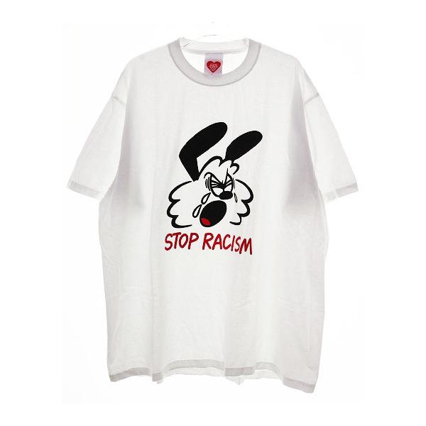 Girls Don’t Cry STOP RACISM TEE WHITE XL ガールズドントクライ ホワイト ストップ レイシズム Tシャツ 半袖 イラスト 【ブランド古着ベクトル】【表記サイズ】XL【実寸サイズ】肩幅：50.5cm　身...