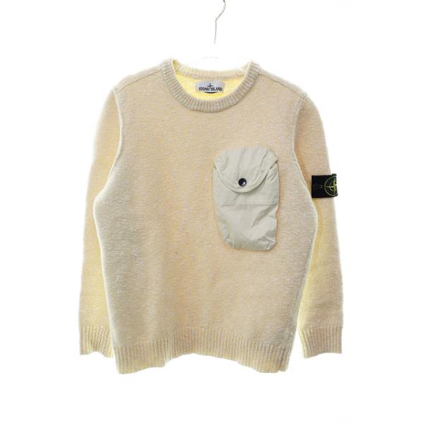 ストーンアイランド STONE ISLAND 21AW COMPASS PATCH JUMPER L 7515532D3 ナイロン カーゴ ポケット クルーネック ウール ニット アイボリー ☆AA★260226【ブランド】ストーンアイラン...