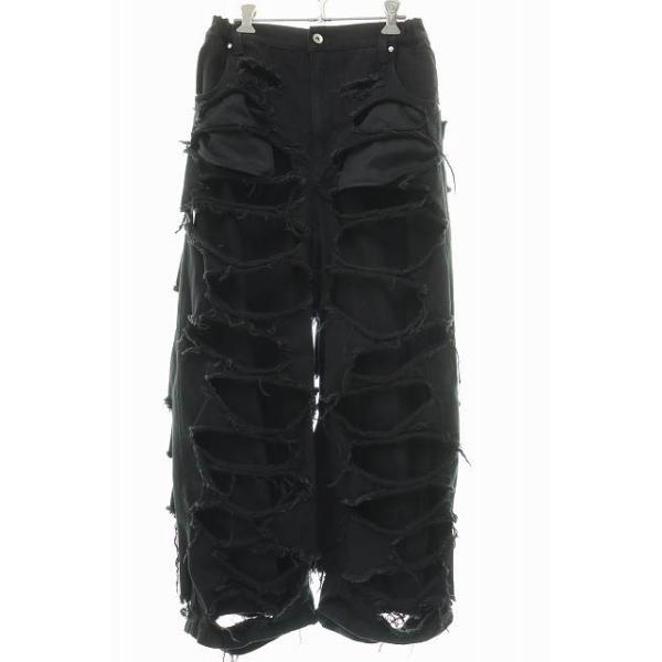 レフレム REFLEM CLASH LAYERED WIDE DENIM PANTS BLACK SIZE M RF25-C32 レイヤード クラッシュ ダメージ ワイド デニム パンツ ブラック ●260320【表記サイズ】SIZE : ...