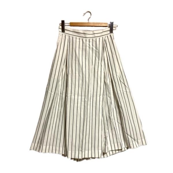 ハリス HARRISS GARCE パディ ストライプ ラップ風 ワイドパンツ 38 リネン混 白 オフホワイト グレー ボトムス レディース【ブランド】ハリス HARRISS【表記サイズ】38【実寸サイズ】ウエスト：64cm　もも幅：46...