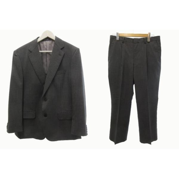 サヴィル・ロウ Savile Row スーツ セットアップ AB6 グレー系 ストライプ ウール メンズ【表記サイズ】AB6 胸囲98 胴囲88 身長175【実寸サイズ】ジャケット 肩幅：約46cm　ジャケット 身幅：約54cm　ジャケット...