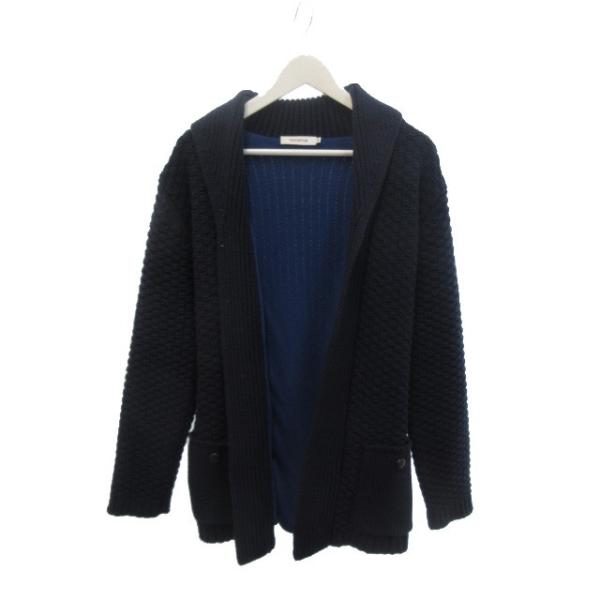 ノンネイティブ nonnative ロガー ニット ガウン LOGGER KNIT GOWN ショールカラー ネイビー 1 メンズ【ブランド】ノンネイティブ nonnative【表記サイズ】1【実寸サイズ】肩幅：約46cm　身幅：約50cm...