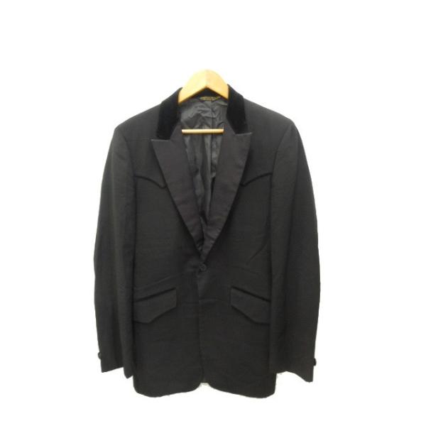 ラリー マハン LARRY MAHANS テーラード ジャケット 36 L 黒 ブラック USA製 メンズ【表記サイズ】36 L【実寸サイズ】肩幅：約43cm　身幅：約49cm　袖丈：約63cm　着丈：約78cm　　【素材】-【色】黒【仕様...