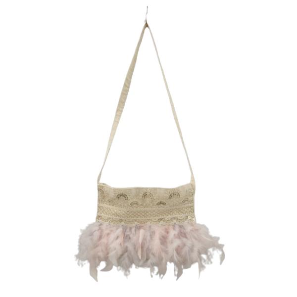 saha by elliee サハバイエリー フェザーサコッシュ 刺繍 生成り オフホワイト系 ピンク系 バッグ 鞄 かばん レディース【表記サイズ】-【実寸サイズ】持ち手の長さ：0cm　ヨコ：30cm　タテ：22.5cm　マチ：0cm　シ...