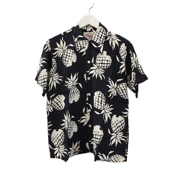 DUKE KAHANAMOKU デューク カハナモク スペシャルエディション DK36201 パイナップル アロハシャツ 14-14 1/2 ネイビー【表記サイズ】 14-14 1/2【実寸サイズ】肩幅：43cm　身幅：51cm　着丈：65...