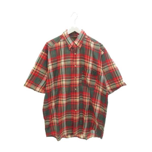 クレーヴェ CLEVE BDシャツ ボタンダウン チェック シャツ M レッド系 グリーン系 半袖 トップス USA製 メンズ【ブランド】クレーヴェ CLEVE【表記サイズ】M【実寸サイズ】肩幅：約52cm　身幅：約60cm　着丈：約82c...