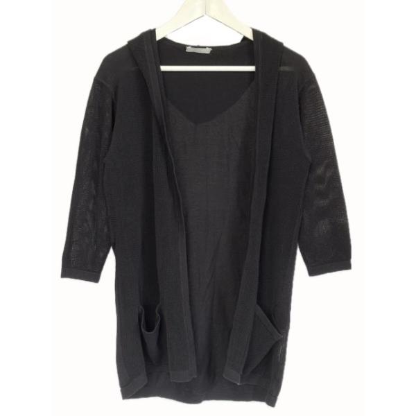 セオリーリュクス theory luxe PAMPLONA HARLING メッシュ ニット ロング カーディガン 038 フーディー 切替 コットン ブラック 黒 長袖【ブランド】セオリーリュクス theory luxe【表記サイズ】03...