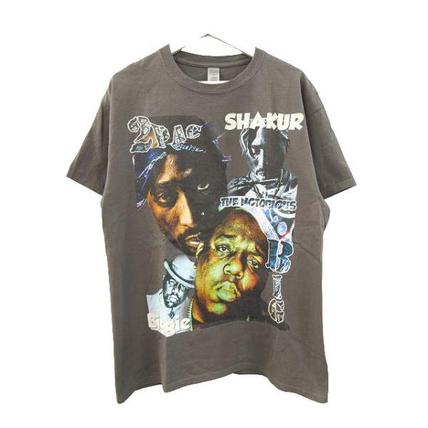 メズマライズ mesmerize 2Pac &amp; The Notorius BIG ラップ Tシャツ 両面プリント ダークグレー L メンズ【表記サイズ】L【実寸サイズ】肩幅：52.5cm　身幅：53cm　着丈：72cm　袖丈：18c...