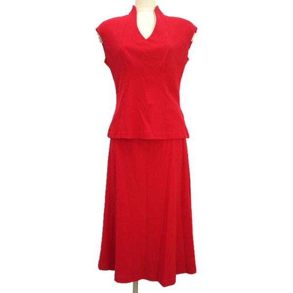 シビラ SYBILLA the dress 切り替えフレアスカート カットソー セットアップ M レッド 赤 レディース【ブランド】シビラ SYBILLA【表記サイズ】M【実寸サイズ】ウエスト：約64〜88cm　ヒップ：86cm　スカート丈...
