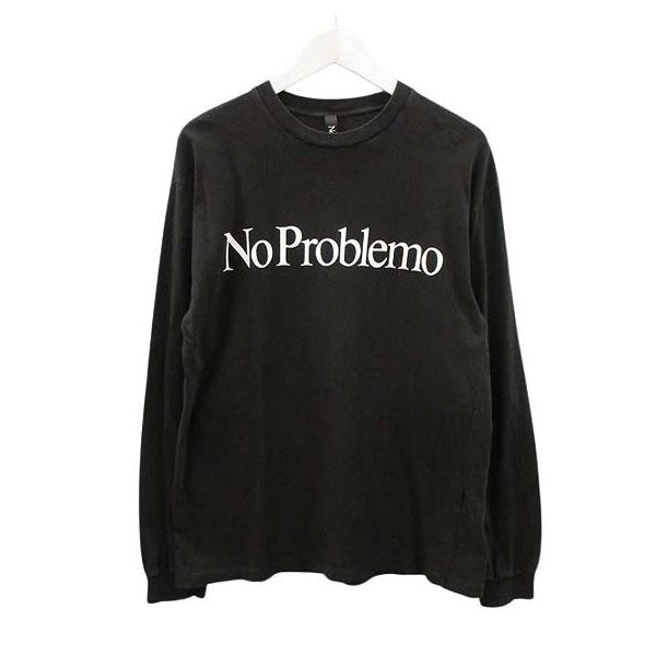 No Problemo ノープロブレモ ロンT ロゴTシャツ M 黒 ブラック クルーネック 長袖 カットソー プリント トップス メンズ【表記サイズ】M【実寸サイズ】肩幅：52cm　身幅：51cm　着丈：69cm　袖丈：63cm　　【素材...