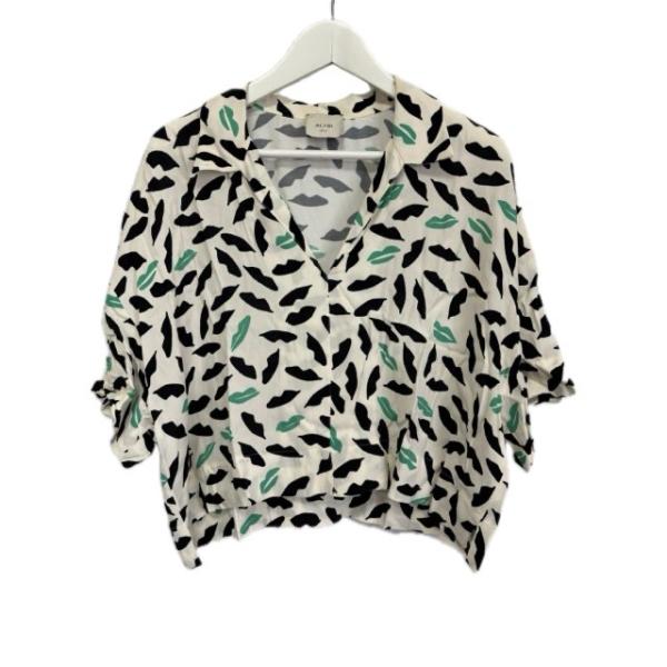 アリジ ALYSI センソユニコ オープンカラー シャツ 38 総柄 プリント アイボリー ブラック グリーン 黒 緑 半袖 トップス レディース【ブランド】アリジ ALYSI【表記サイズ】38【実寸サイズ】身幅：57cm　着丈：50cm　...