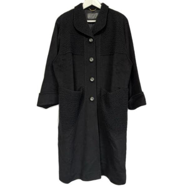 リリアンビューティ Liliane Burty ロング カシミヤ コート LL 切替 ブラック 黒 カシミア アウター レディース【表記サイズ】LL【実寸サイズ】肩幅：50cm　身幅：58cm　袖丈：52cm　着丈：106cm　　【素材】表...