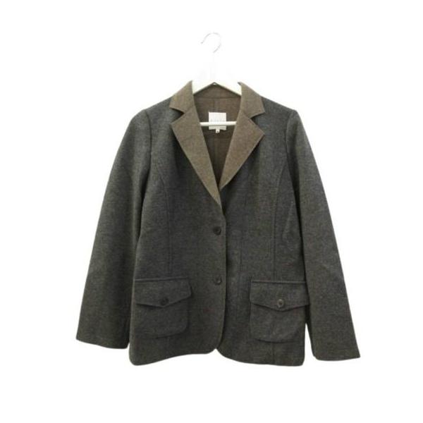 AJUDA アジューダ ジャケット 長袖 グレー系 バイカラー ウール カシミヤ 40 L 羽織 上着 アウター レディース【表記サイズ】40【実寸サイズ】肩幅：37cm　身幅：47.5cm　着丈：61cm　袖丈：57.5cm　　【素材】羊...