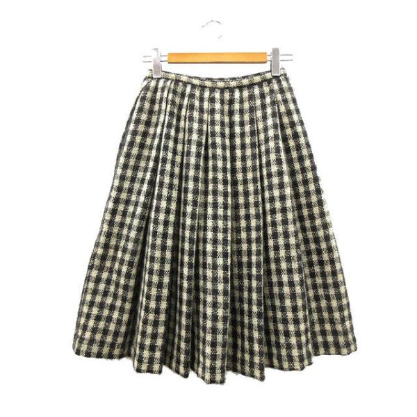 ローブドシャンブル robe de chambre コムデギャルソン モヘア チェック フレア スカート M オフホワイト 白 ブラック 黒 モヘヤ 90's【ブランド】ローブドシャンブル robe de chambre【表記サイズ】M【実...