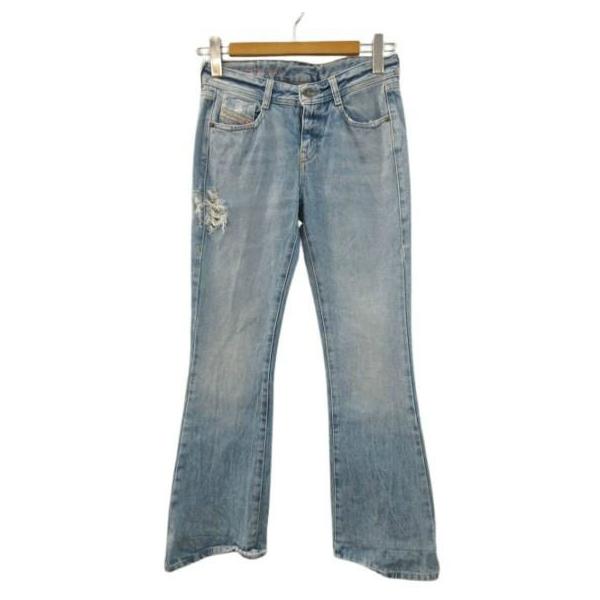 ディーゼル DIESEL 1969 D-Ebbey ブーツカットジーンズ ダメージ加工 ブルー 水色 W25 デニム ボトムス レディース【ブランド】ディーゼル DIESEL【表記サイズ】W25【実寸サイズ】ウエスト：72cm　もも幅：24...