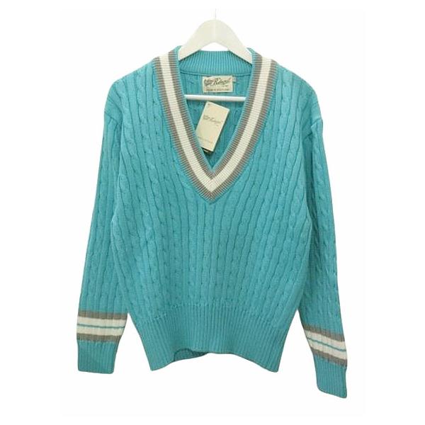 未使用品 Balmoral バルモラル スコットランド製 Vネック ニット セーター L 水色 長袖 トップス メンズ レディース【表記サイズ】L【実寸サイズ】肩幅：48cm　身幅：53cm　着丈：60cm　袖丈：55cm　　【素材】コット...