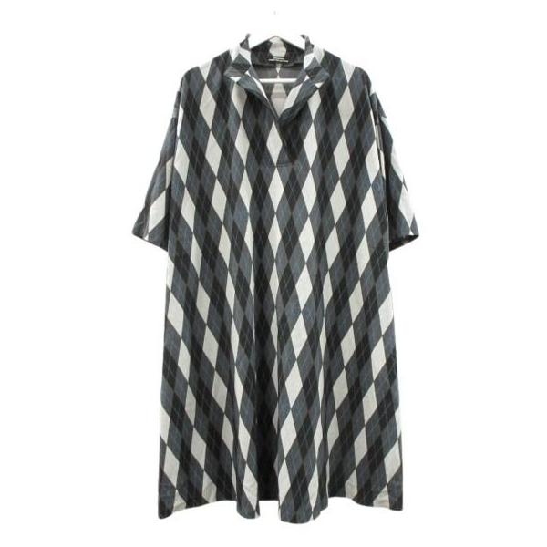 シセンドウ 詩仙堂 HITOSHI TAMURA  TOMO COLLECTION ちりめん 縮緬 アーガイルパブ スキッパーシャツ ワンピース Argyle Pub グレー系 チュニック レディース【ブランド】シセンドウ 詩仙堂 HITO...