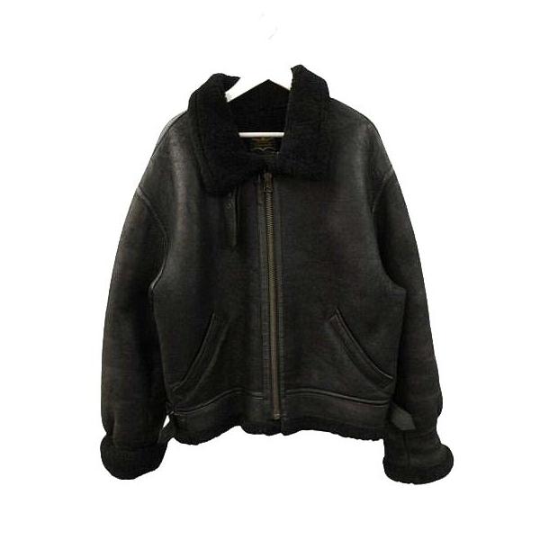 HUMAN BEING B-3 ムートン フライトジャケット 羊革 黒 ブラック 42 メンズ【表記サイズ】42【実寸サイズ】肩幅：約61cm　身幅：約63.5cm　袖丈：約63.5cm　着丈：約61cm　-　【素材】羊革【色】ブラック【仕...