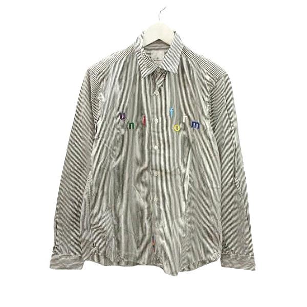 ユニフォームエクスペリメント uniform experiment ロゴ刺繍 ストライプ ボタンシャツ UE-190035 1 グレー 長袖 トップス メンズ【ブランド】ユニフォームエクスペリメント uniform experiment【表...