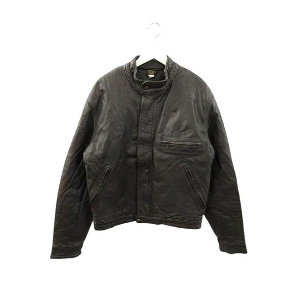 CHAMPLAIN LEATHER レザージャケット USA製 40 黒 ブラック 革ジャン ライダース ジップアップ アウター メンズ【表記サイズ】40【実寸サイズ】肩幅：50cm　身幅：55cm　袖丈：65cm　着丈：61cm　　【素材...