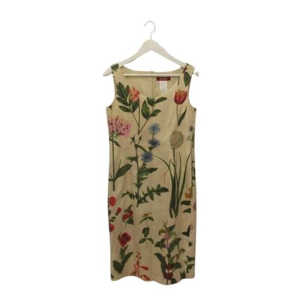 マックスマーラステュディオ Max Mara Studio ノースリーブ ワンピース ひざ丈 プリント 花柄 ベージュ系 黄色 イエロー 緑 38 レディース【ブランド】マックスマーラステュディオ Max Mara Studio【表記サイズ...