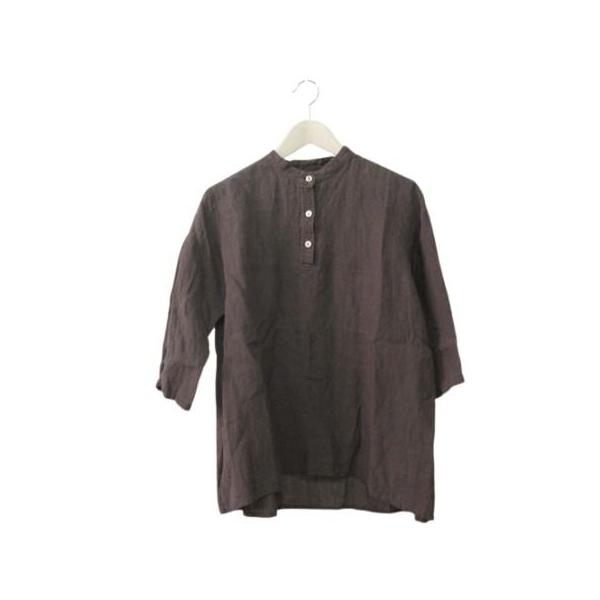 DIA-DORE  ディアドレ ブラウス カットソー 七分袖 トップス グレー 透け感 薄手 無地 M レディース【表記サイズ】M【実寸サイズ】肩幅：38cm　身幅：49.5cm　着丈：65.5cm　袖丈：36cm　　【素材】麻100%【色...