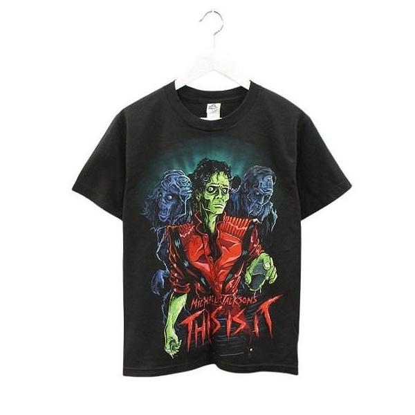 Michael Jackson マイケルジャクソン THIS IS IT イラスト プリント Tシャツ S 黒 ブラック 半袖 カットソー トップス メンズ レディース【表記サイズ】S【実寸サイズ】肩幅：44cm　身幅：44cm　着丈：64...