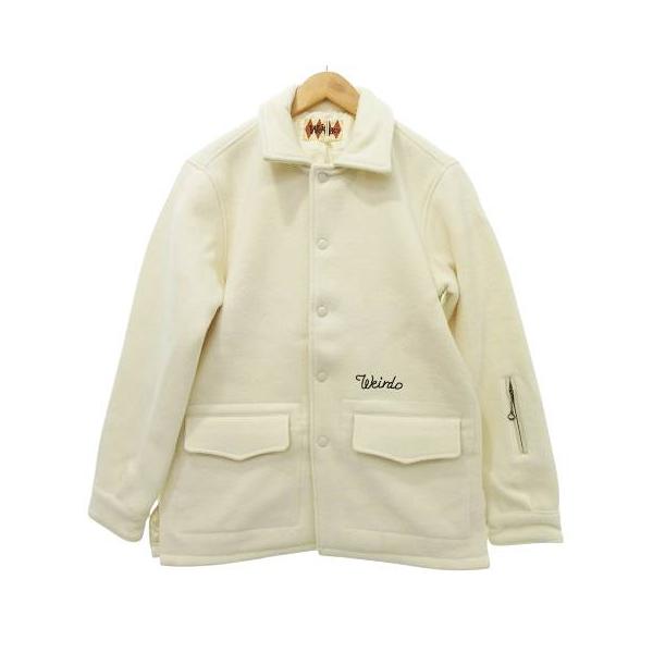 ウィアード WEIRDO BANDITS JACKET ウール.ジャケット ロゴ刺繍 ブルゾン S アイボリー メンズ【ブランド】ウィアード WEIRDO【表記サイズ】S【実寸サイズ】肩幅：44cm　身幅：58cm　袖丈：58cm　着丈：7...