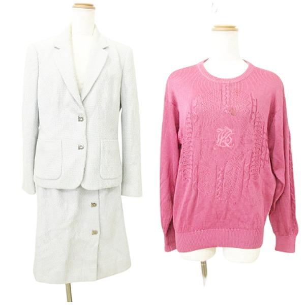 サルヴァトーレフェラガモ Salvatore Ferragamo スーツ バーバリーズ ニット 計3点 ジャケット スカート US40 約Lサイズ 他 薄水色 濃ピンク レディース【ブランド】サルヴァトーレフェラガモ Salvatore F...