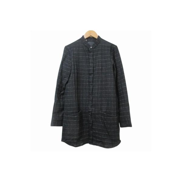 オーレット OURET 近年 バンドカラー シャツジャケット 長袖 ダブルフェイス ウィンドウペンチェック 比翼仕立て コットン ウール 黒 IBO53【ブランド】オーレット OURET【表記サイズ】サイズ表記がございません。実寸サイズをご...