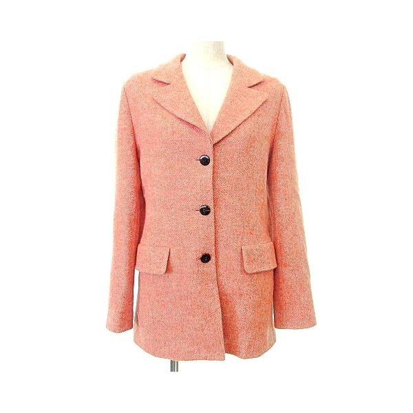 TESTA VIERA テスタヴィエラ 美品 カシミヤ ウール混 ジャケット 3B 総裏地 9 M相当 オレンジ系 A0716 レディース【表記サイズ】9（Mサイズ相当）【実寸サイズ】肩幅：39cm　身幅：47cm　袖丈：60cm　着丈：7...