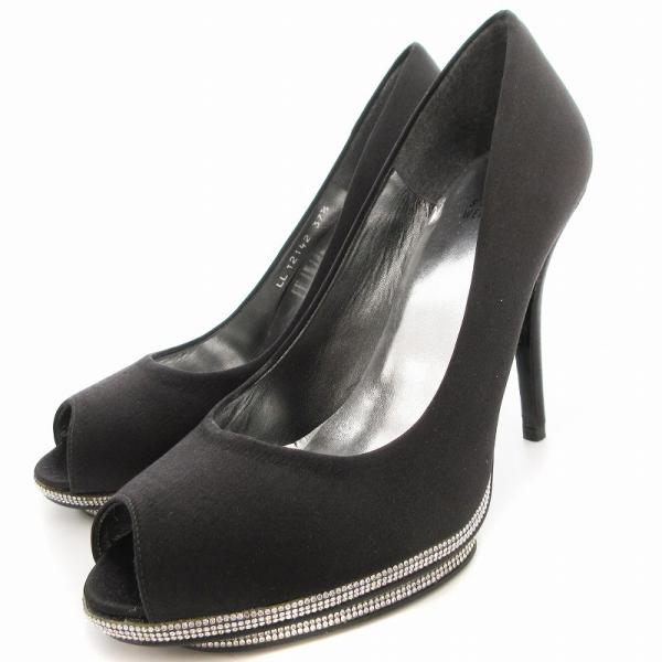 スチュアートワイツマン STUART WEITZMAN パンプス オープントゥ プラットフォーム 厚底 ビジュー ビーズ 37.5 黒 ブラック /OU【ブランド】スチュアートワイツマン STUART WEITZMAN【表記サイズ】37.5...