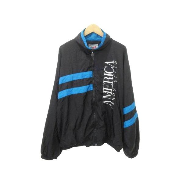 PERRY ELLIS ペリー エリス ナイロン ジャケット 古着 ロゴ XLサイズ 黒 ブラック ■MET1 メンズ【表記サイズ】XL【実寸サイズ】肩幅：65.5cm　身幅：70cm　袖丈：62.4cm　着丈：68.2cm　-　【素材】表...