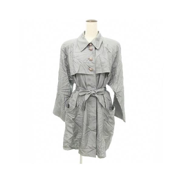 クレモナ Cremona シルク コート アウター 日本製 9 Mサイズ グレー レディース【表記サイズ】9Mサイズ【実寸サイズ】身幅：58cm　着丈：88cm　ゆき丈：68cm　　【素材】絹 100％【色】グレー【仕様】コート アウター　...