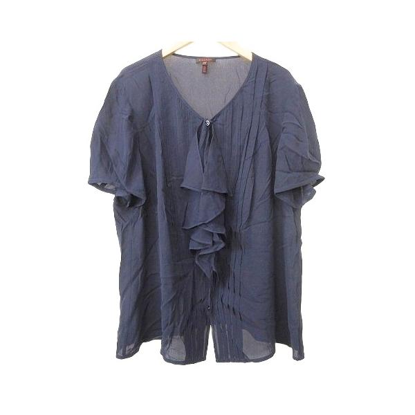 エスカーダ ESCADA シルク シフォン フリル ブラウス 半袖 44 紺 ネイビー レディース【ブランド】エスカーダ ESCADA【表記サイズ】44【実寸サイズ】肩幅：44cm　身幅：56cm　着丈：61cm　袖丈：22cm　-　【素材...