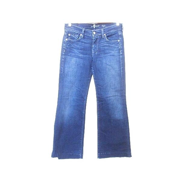 7 For All Mankind ブーツカット デニム パンツ ジーンズ USED加工 US製 27 インディゴ ■GY61 A1219 レディース【表記サイズ】27【実寸サイズ】ウエスト：82cm　もも幅：26cm　裾幅：25.5cm　...