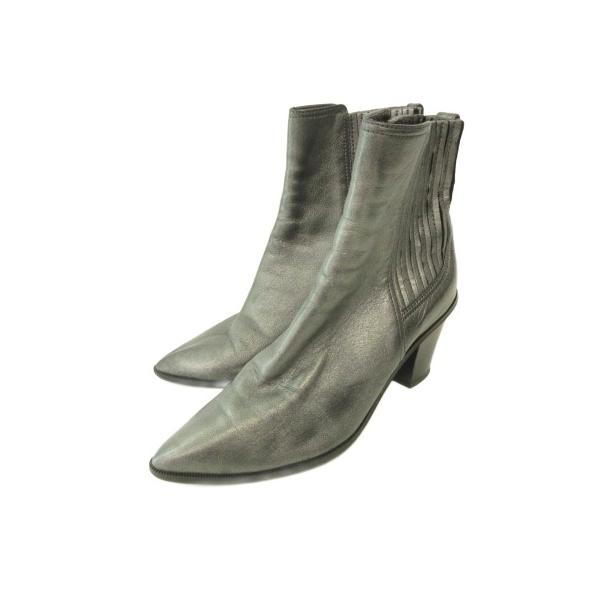 プールサイド POOLSIDE ブーティ 厚底 スタッズ 靴 23.0cm グレー MMT レディース【ブランド】プールサイド POOLSIDE【表記サイズ】23cm【実寸サイズ】筒周り：24.5cm　筒高：12.5cm　ヒールの高さ：6....