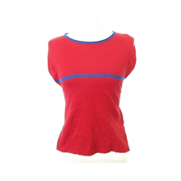 Machiko jinto マチコジント フレンチスリーブ ニット 薄手 36 Sサイズ 赤 レッド ■GY61 レディース【表記サイズ】36Sサイズ【実寸サイズ】肩幅：42.5cm　身幅：34.3cm　着丈：48cm　袖丈：2cm　-　【...