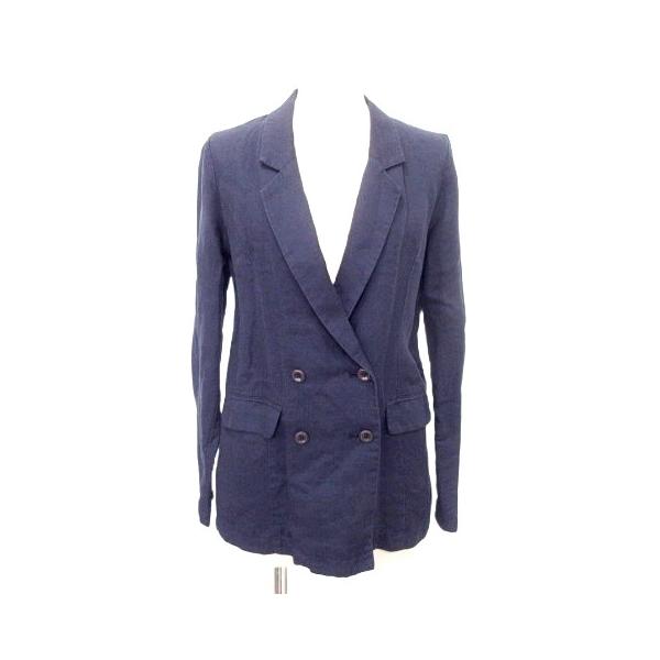 フレッドペリー FRED PERRY ダブルブレスト テーラード ジャケット リネン混 M 紺 ネイビー A1226 レディース【ブランド】フレッドペリー FRED PERRY【表記サイズ】M【実寸サイズ】肩幅：37cm　身幅：45.5cm...