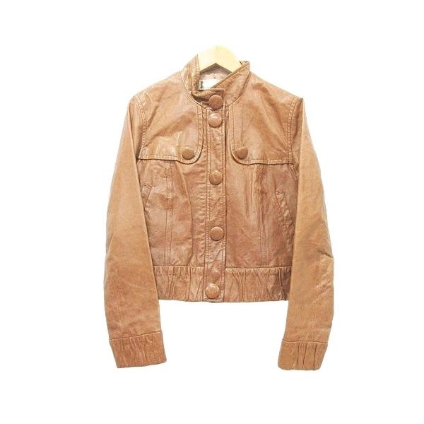 Didit. ピッグレザー ジャケット 豚革 ブルゾン 38 Mサイズ 茶 ブラウン ■GY61 レディース【表記サイズ】38【実寸サイズ】肩幅：36cm　身幅：45cm　袖丈：56cm　着丈：46cm　-　【素材】添付画像をご確認ください...