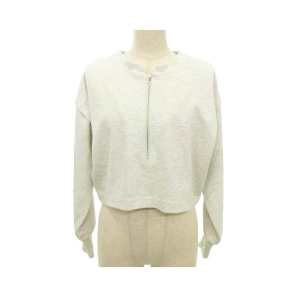 ティプトー tiptoe ハーフジップ トレーナー ショート丈 無地 薄手 フリーサイズ グレー ■GY99 レディース【ブランド】ティプトー tiptoe【表記サイズ】フリーサイズ【実寸サイズ】肩幅：53.7cm　身幅：53.4cm　着丈...
