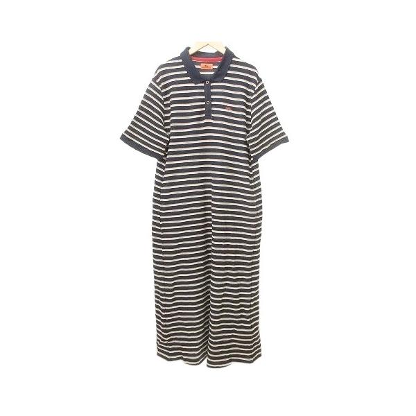 クリフメイヤー KRIFF MAYER K.MAYER ボーダー ポロシャツ ワンピース ロング 半袖 Lサイズ 紺 ネイビー ■G レディース【ブランド】クリフメイヤー KRIFF MAYER K.MAYER【表記サイズ】L【実寸サイズ】...