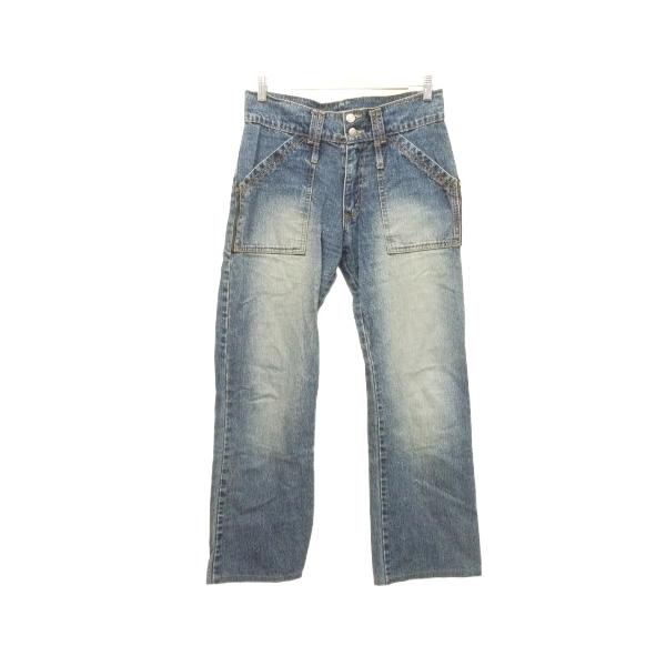 Krush ベイカー デニム パンツ ジーンズ L 青 ブルー レディース【表記サイズ】L【実寸サイズ】ウエスト：82cm　もも幅：30cm　裾幅：24cm　股上：28cm　股下：78cm　-　【素材】表示タグなしのため不明【色】青 ブルー...