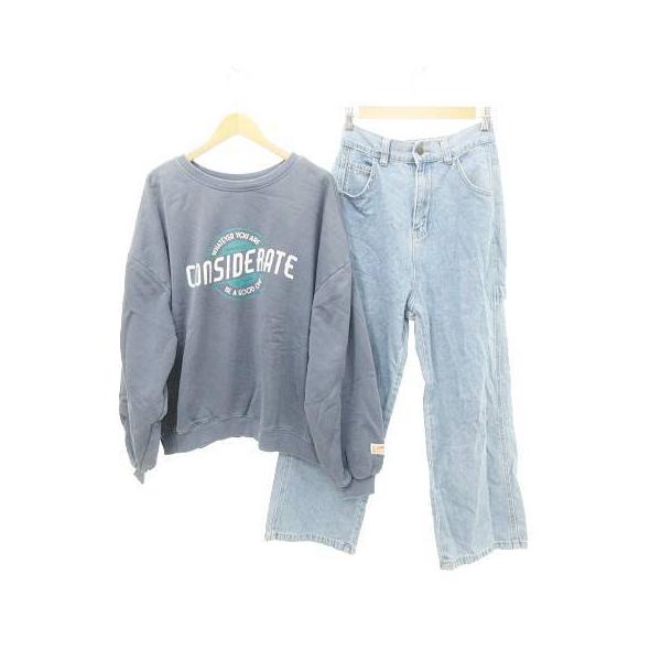 JAVA トレーナー デニム 2点セット フェード加工 M〜Lサイズ インディゴ ブルー レディース【表記サイズ】トレーナー Lサイズデニム Mサイズ【実寸サイズ】-　【素材】添付画像をご確認ください。【色】インディゴ　ブルー系 フェード【...