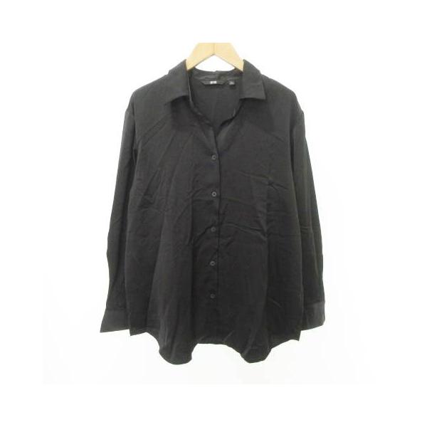 ユニクロ UNIQLO シャツ 長袖 無地 ラウンド 薄手 Lサイズ 黒 ブラック ■GY99 レディース【ブランド】ユニクロ UNIQLO【表記サイズ】Lサイズ【実寸サイズ】肩幅：44cm　身幅：54.1cm　着丈：68.7cm　袖丈：5...