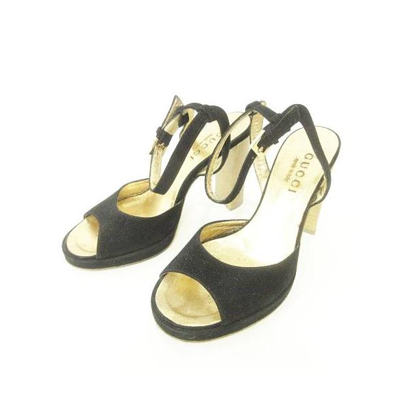 グッチ GUCCI ストラップ サンダル ハイヒール スエード EU34 黒 ブラック レディース【ブランド】グッチ GUCCI【表記サイズ】34C 約21.5cm〜22cm【実寸サイズ】ヒールの高さ：9cm　最大幅：8.5cm　　【素材】...