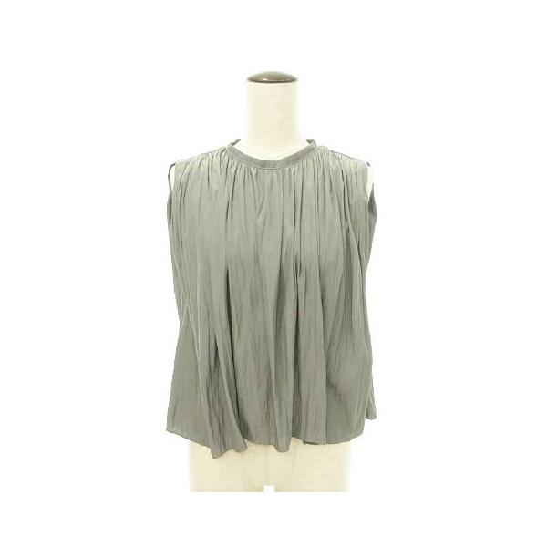 dolly-sean  美品 ノースリーブ カットソー 日本製 1 Sサイズ アッシュカーキ レディース【表記サイズ】1Sサイズ【実寸サイズ】身幅：65cm　総丈：54cm　　【素材】ポリエステル 100％【色】カーキ 薄め【仕様】日本製【...